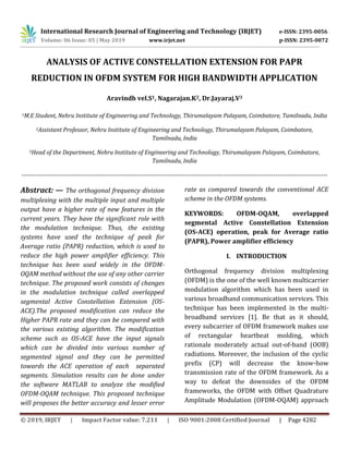 IRJET-Analysis of Active Constellation Extension for PAPR Reduction in OFDM System for High ...