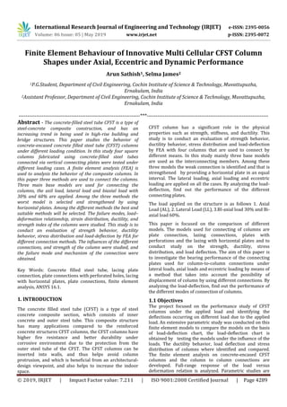 IRJET-Finite Element Behaviour of Innovative Multi Cellular CFST Column Shapes Under Axial ...