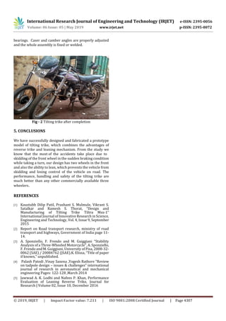 IRJET-Design and Fabrication of Tilting Trike | PDF