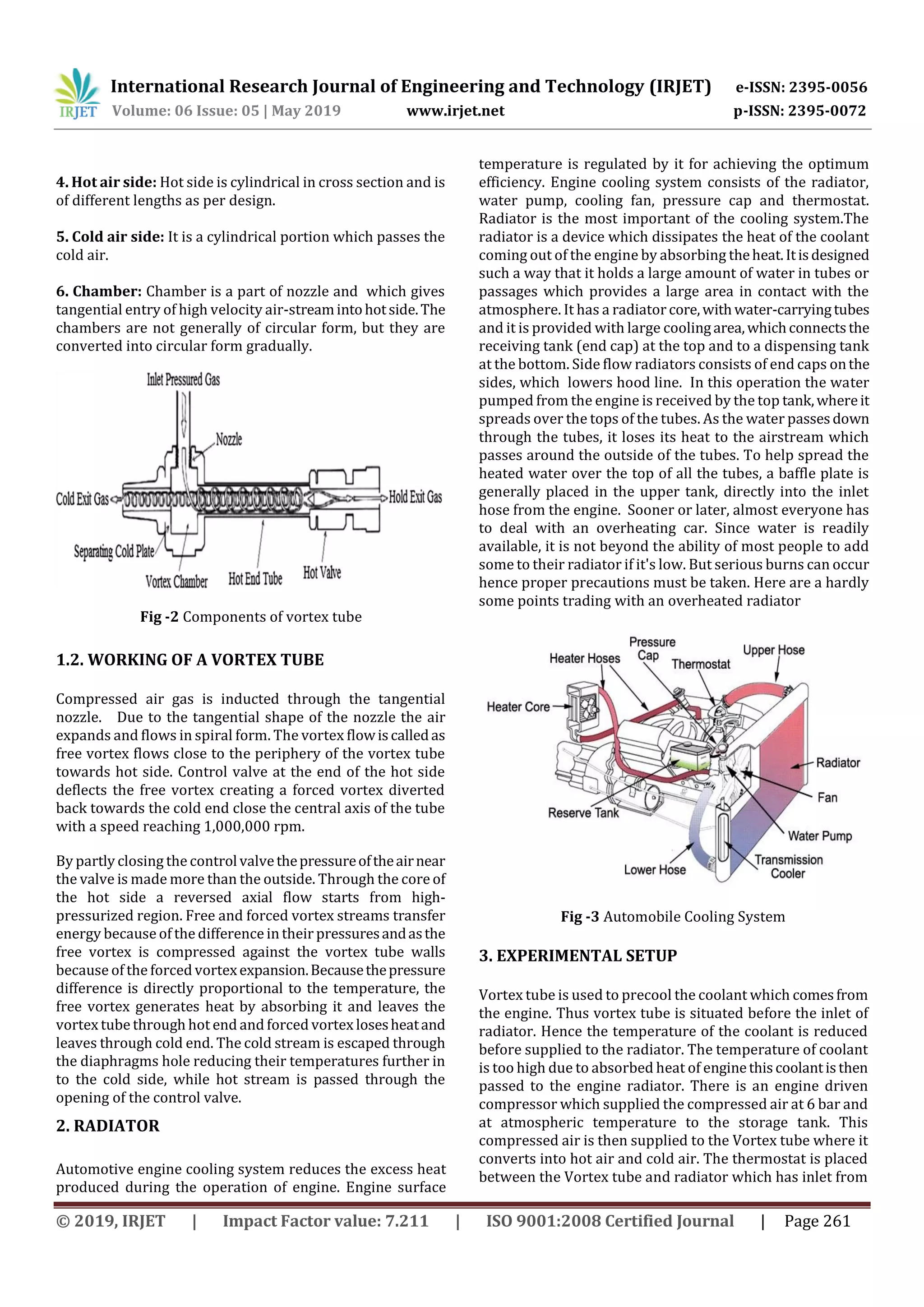 IRJET- Analysis of Temperature Decrement of Engine Coolant by Utilizing Vortex Tube in ...