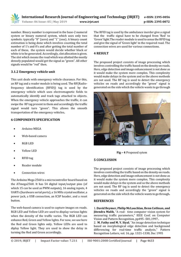IRJET- Density-Based Real-Time Traffic Control System using Image Processing and Emergency ...