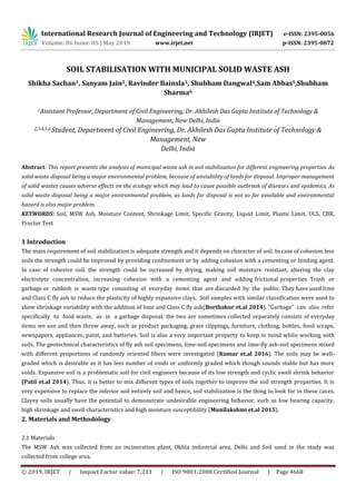 IRJET- Soil Stabilisation with Municipal Solid Waste Ash | PDF