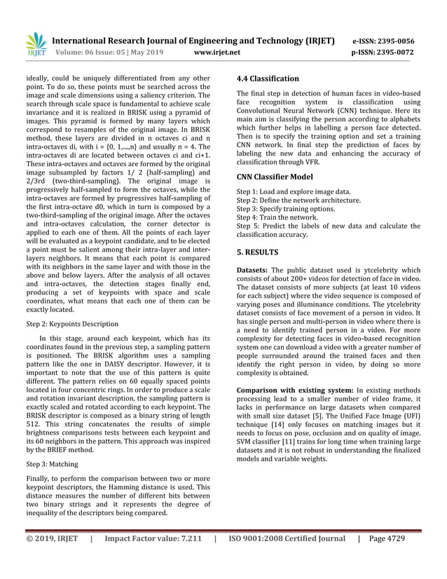 IRJET- Human Face Recognition in Video using Convolutional Neural Network (CNN) | PDF