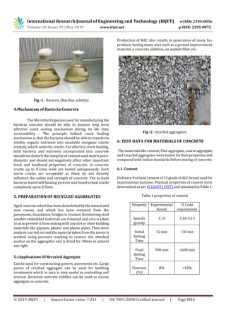 IRJET- An Experimental Study on High Strength Bacterial Concrete with ...