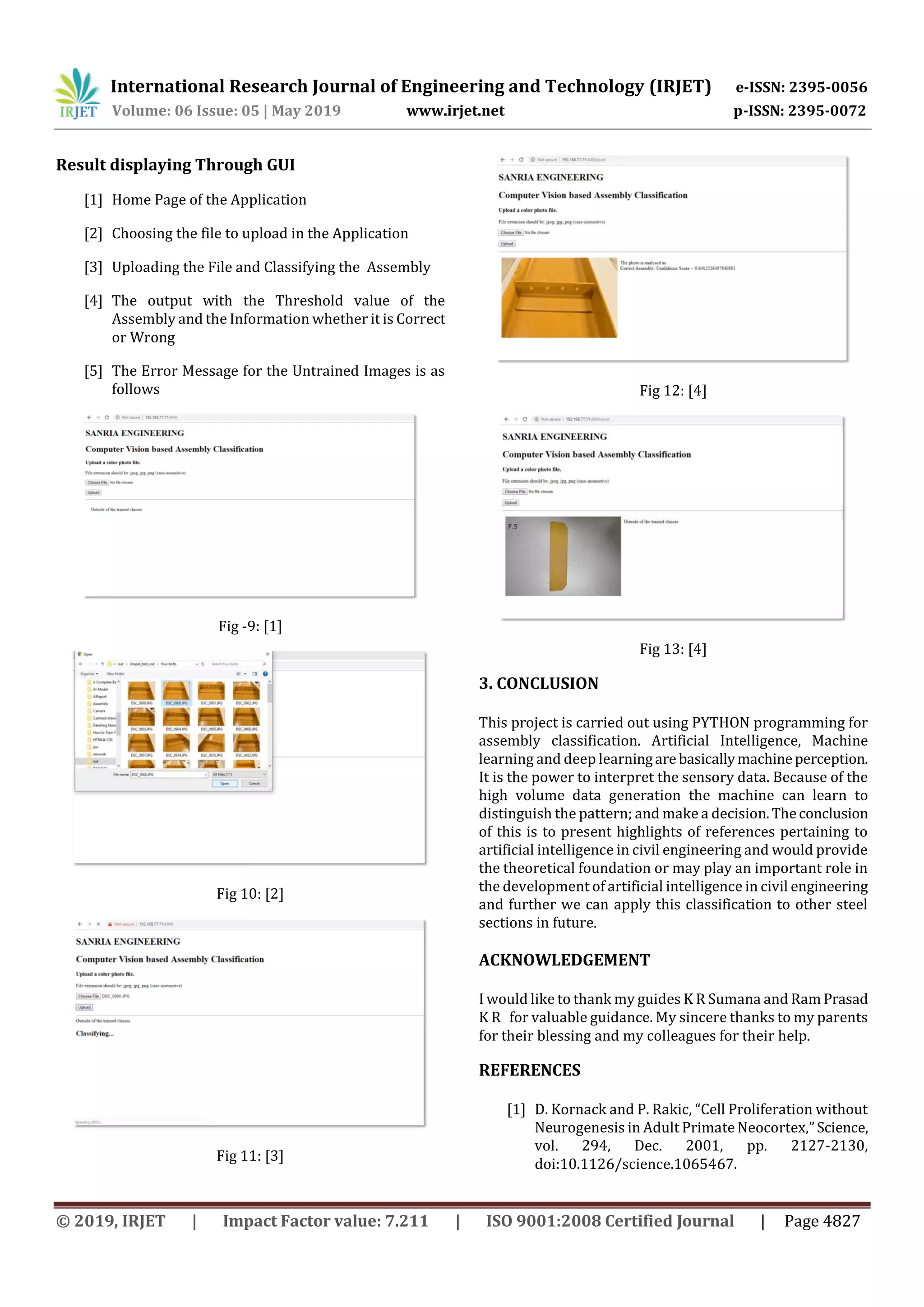 IRJET- Classification of Assembly (W-Section) using Artificial Intelligence | PDF