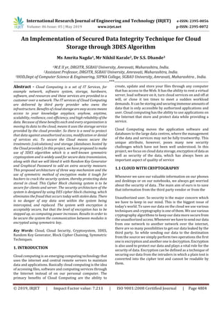 IRJET- An Implementation of Secured Data Integrity Technique for Cloud Storage through 3DES ...