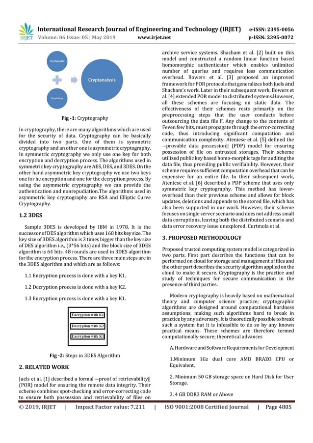 IRJET- An Implementation of Secured Data Integrity Technique for Cloud Storage through 3DES ...