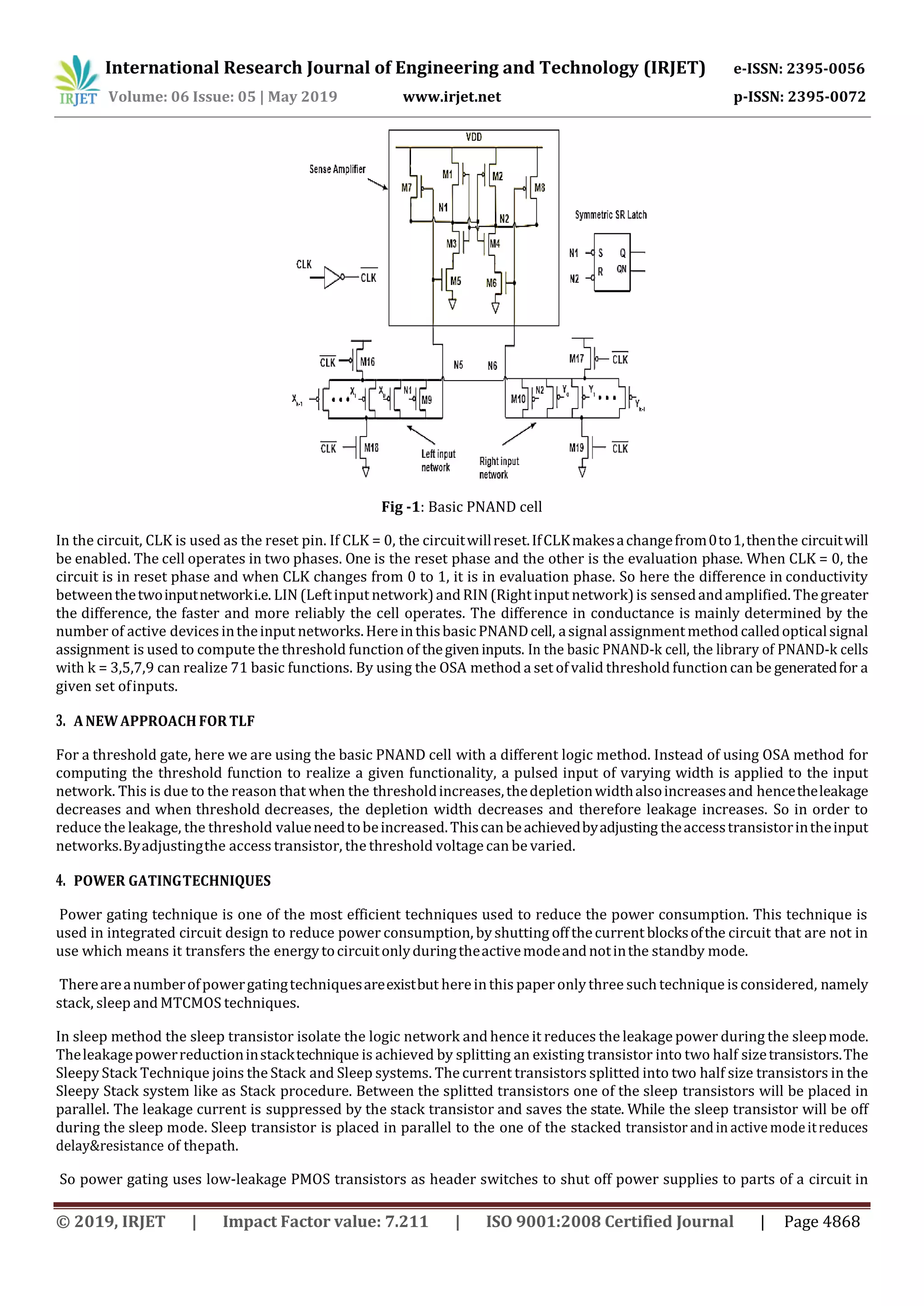 IRJET- Reduction of Power, Leakage and Area of a Standard Cell Asics using Threshold Logic Flip ...