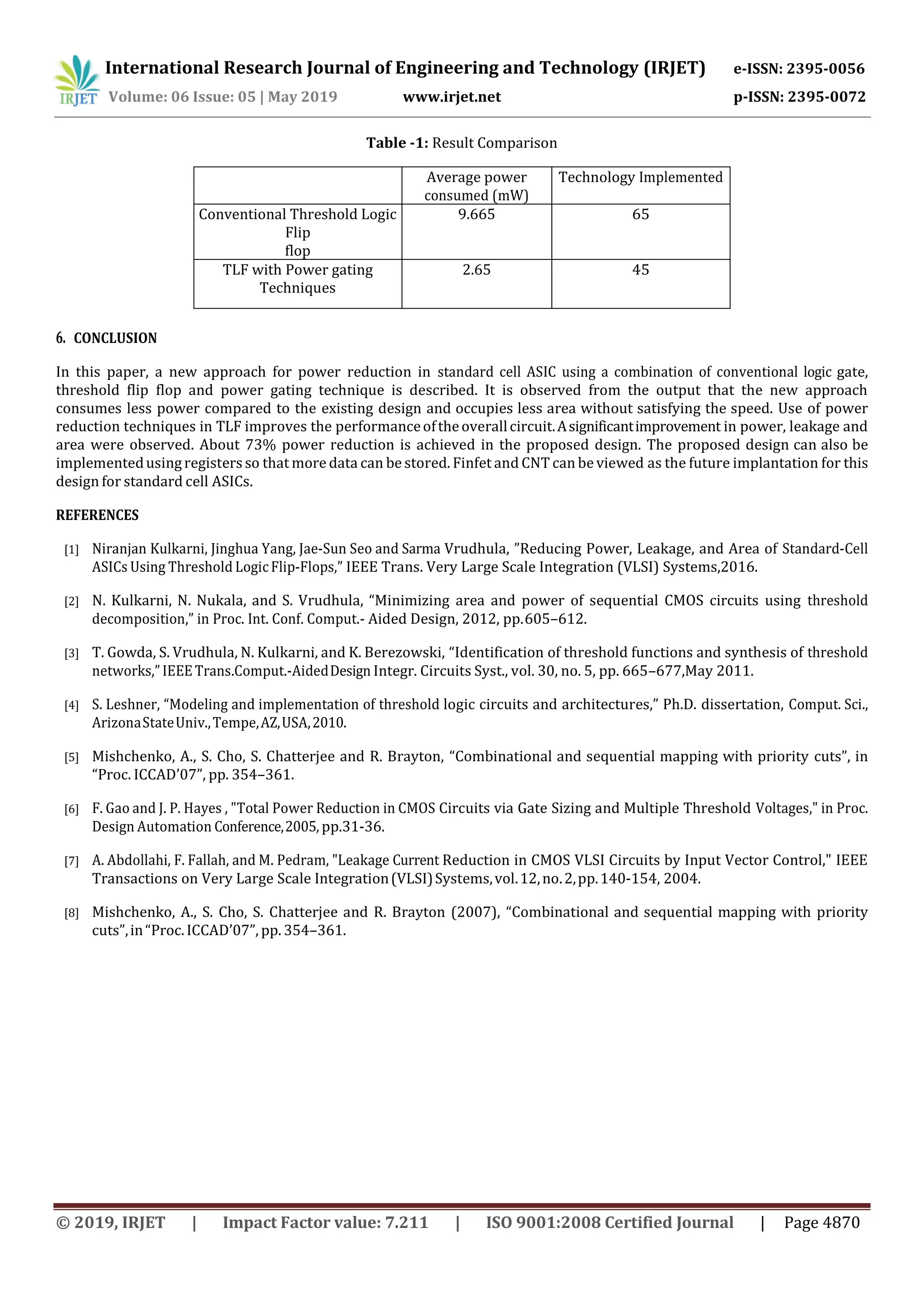 IRJET- Reduction of Power, Leakage and Area of a Standard Cell Asics ...
