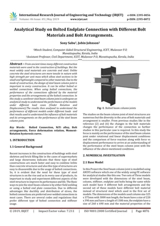 IRJET- Analytical Study on Bolted Endplate Connection with Different ...
