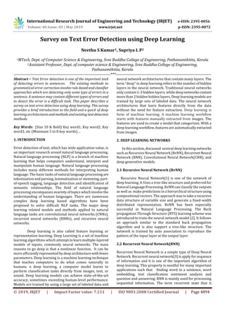 IRJET- Survey on Text Error Detection using Deep Learning | PDF