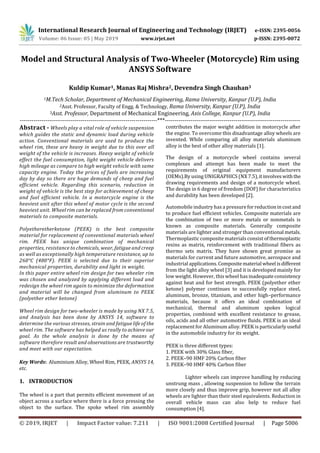 IRJET- Model and Structural Analysis of Two-Wheeler (Motorcycle) Rim ...