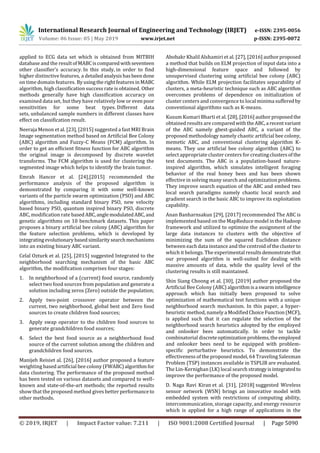 IRJET- A Comprehensive Study of Artificial Bee Colony (ABC) Algorithms and its Applications | PDF