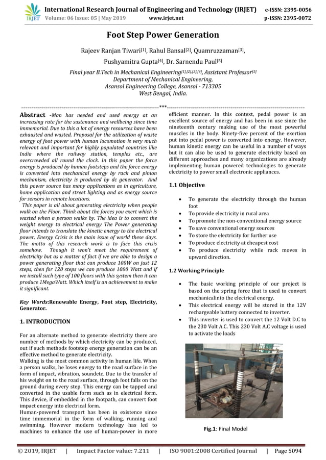 IRJET- Foot Step Power Generation | PDF