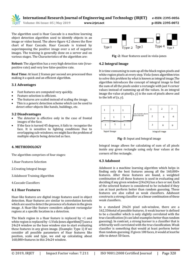 Irjet Face Detection And Tracking Algorithm Using Open Cv With