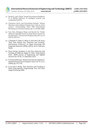 IRJET- Face Detection and Tracking Algorithm using Open CV with Raspberry Pi | PDF