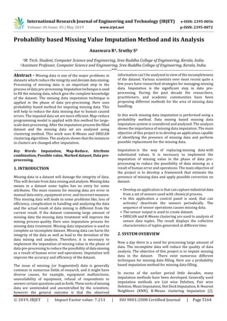 IRJET- Probability based Missing Value Imputation Method and its Analysis | PDF