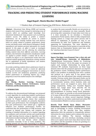 IRJET- Tracking and Predicting Student Performance using Machine Learning | PDF