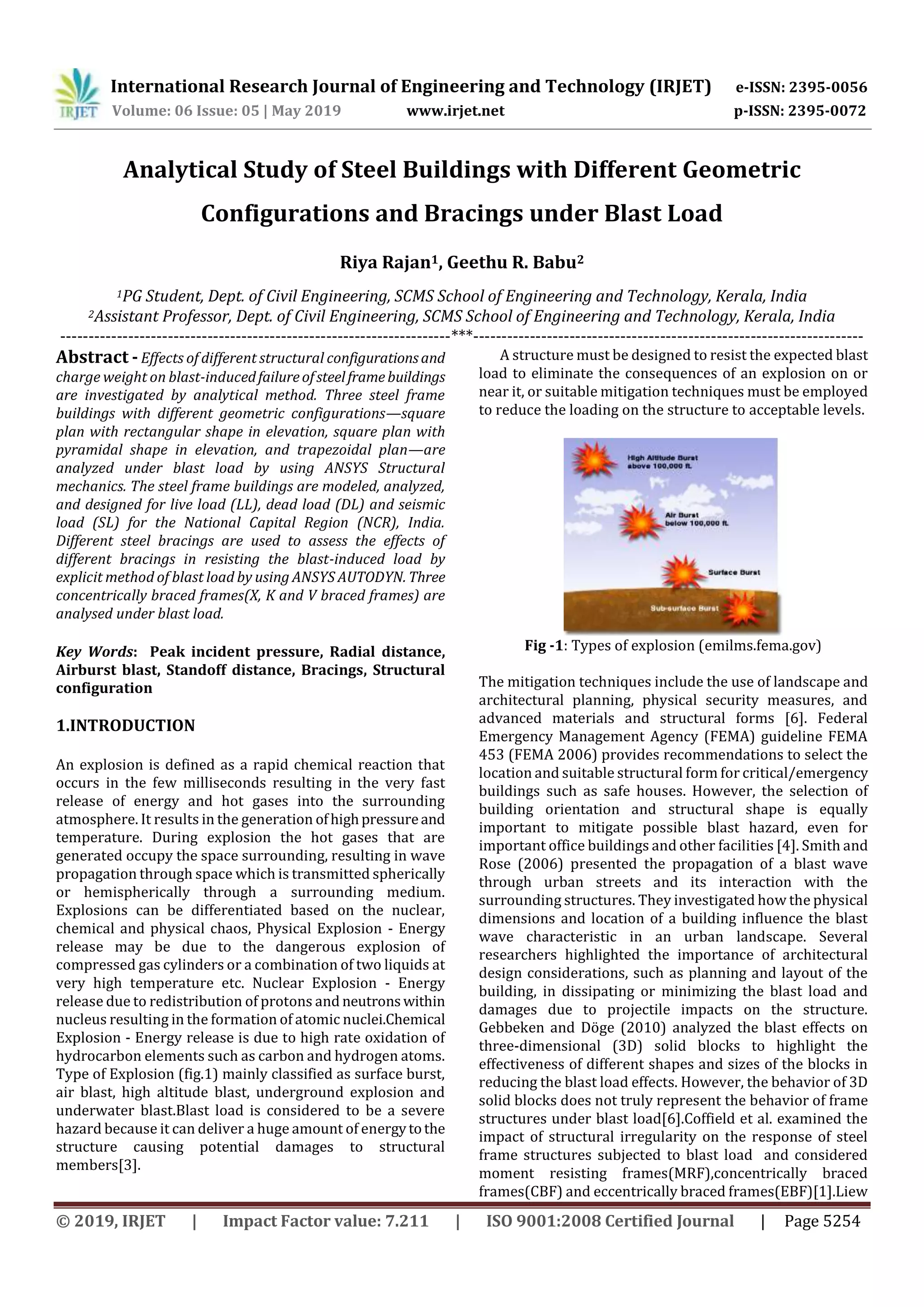 IRJET- Analytical Study of Steel Buildings with Different Geometric Configurations and Bracings ...