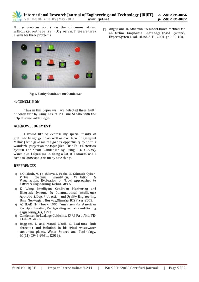 IRJET- Real Time Fault Detection System for Steam Condenser by using PLC SCADA | PDF