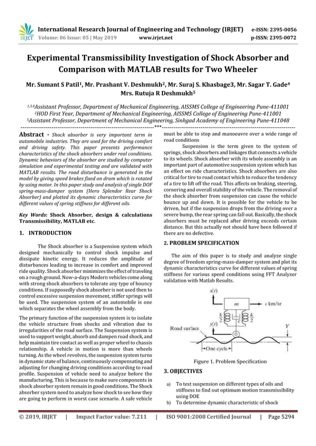 IRJET- Experimental Transmissibility Investigation of Shock Absorber ...