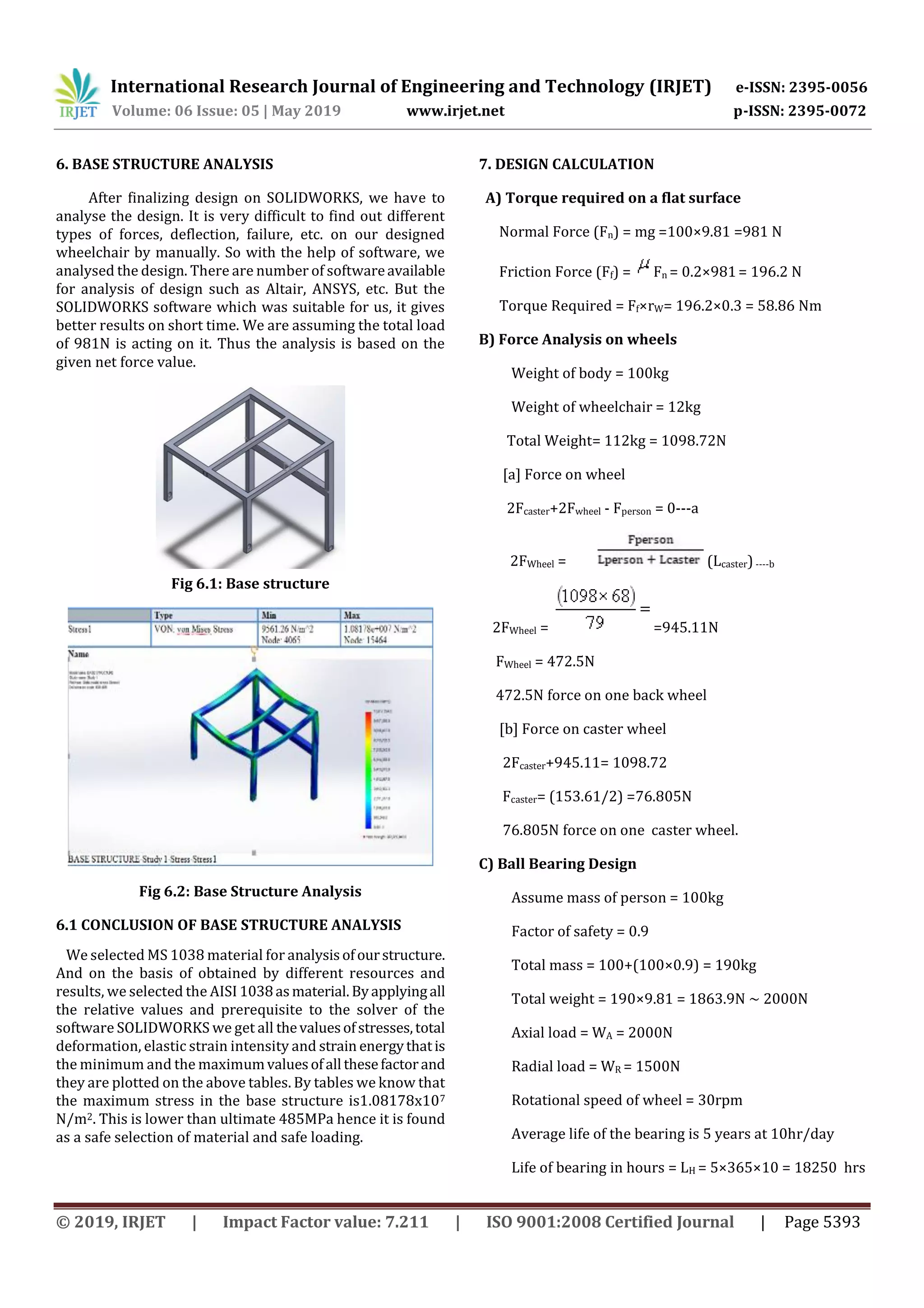 IRJET- Design and Fabrication of Wheelchair for Paraplegia Patients | PDF