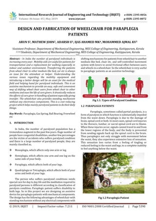 IRJET- Design and Fabrication of Wheelchair for Paraplegia Patients | PDF