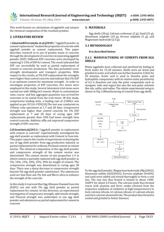 IRJET- A Review Study of Egg Shell Powder as a Cement Replacing ...