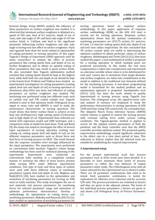 IRJET- Optimization of Machining Parameters for Turning on CNC Machine of Stainless Steel 316 ...