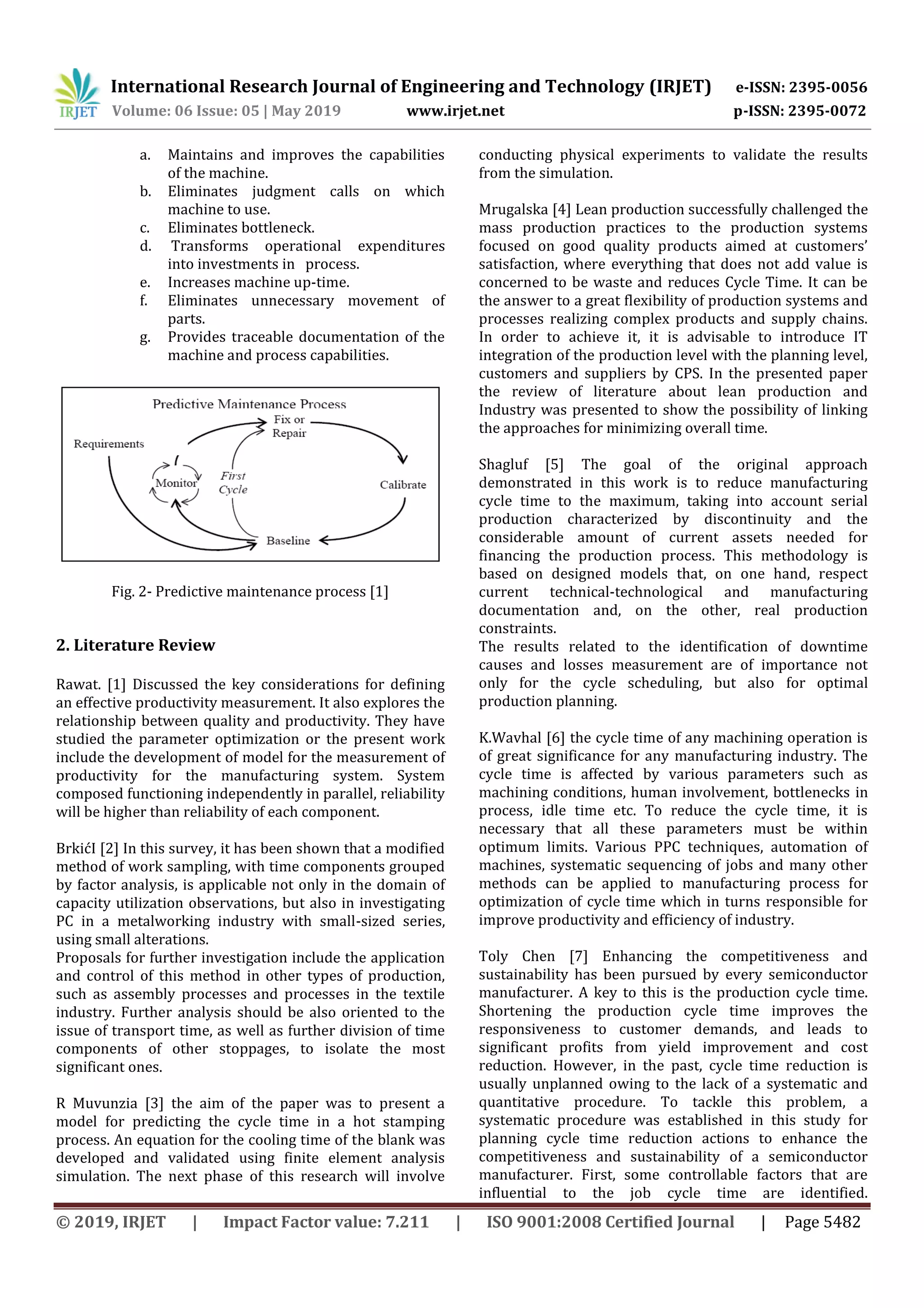 IRJET- Optimization of Cycle Time by using Various Techniques: A Review | PDF