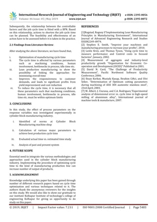 IRJET- Optimization of Cycle Time by using Various Techniques: A Review ...