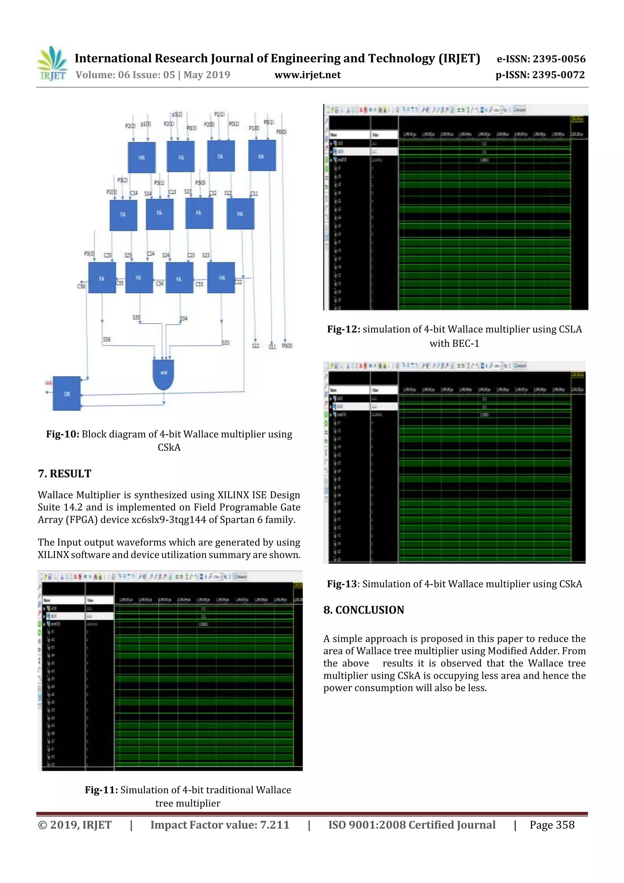 IRJET- An Efficient Wallace Tree Multiplier using Modified Adder | PDF