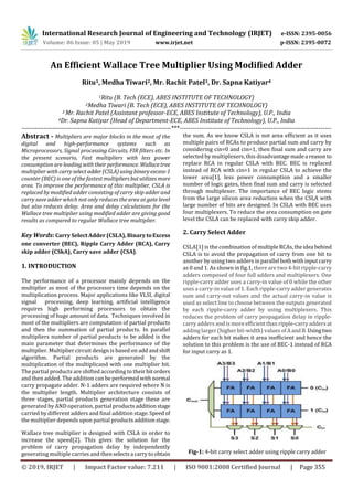 IRJET- An Efficient Wallace Tree Multiplier using Modified Adder | PDF