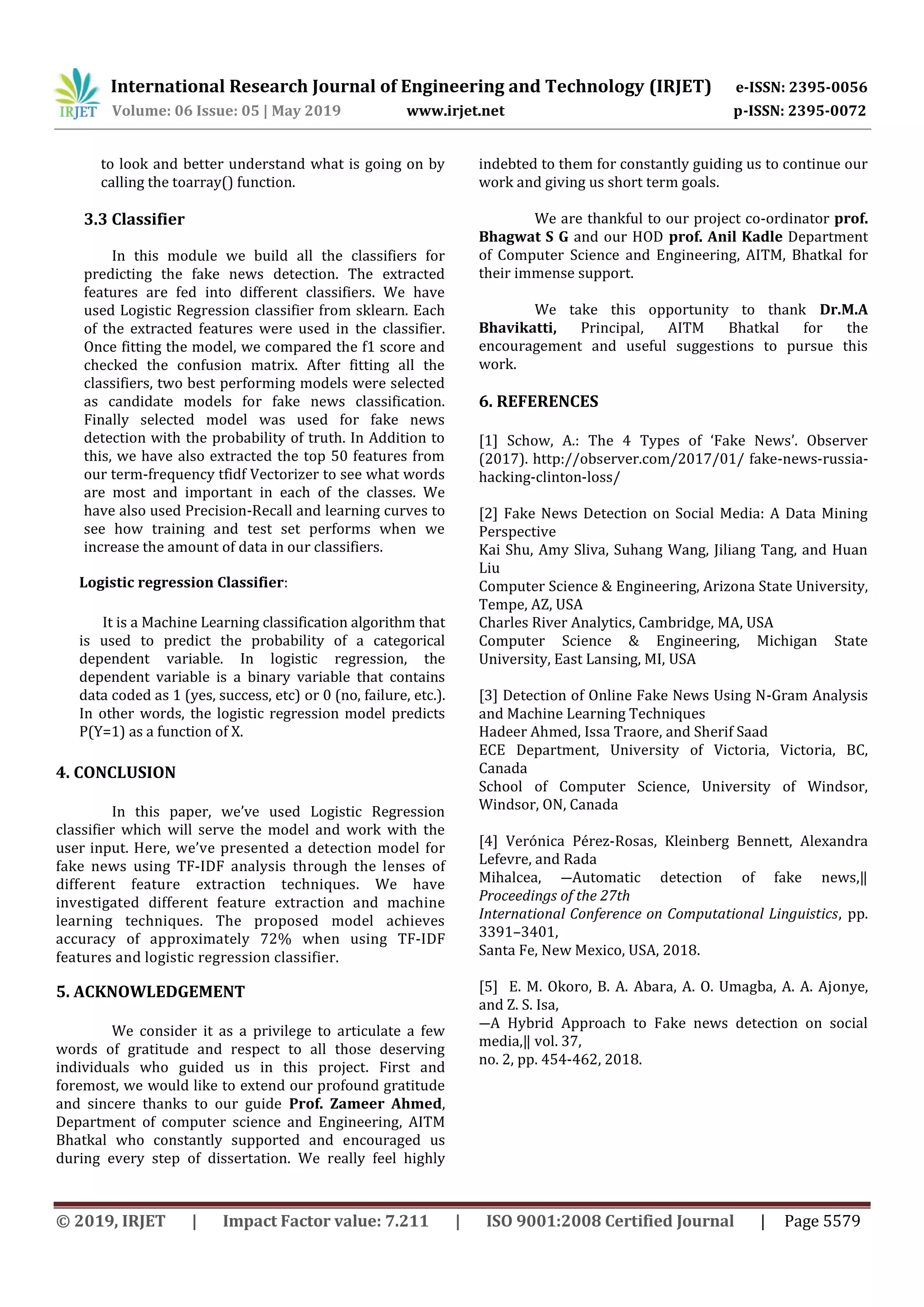 IRJET- Fake News Detection using Logistic Regression | PDF IRJET- Fake News Detection using Logistic Regression | PDF