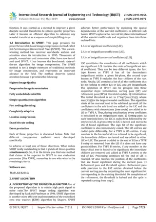IRJET- RESULT:Wavelet Transform along with SPIHT Algorithm Used for Image Compression | PDF
