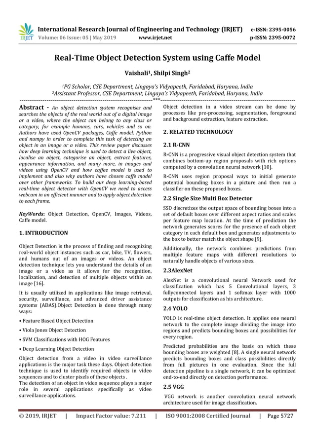 IRJET- Real-Time Object Detection System using Caffe Model | PDF