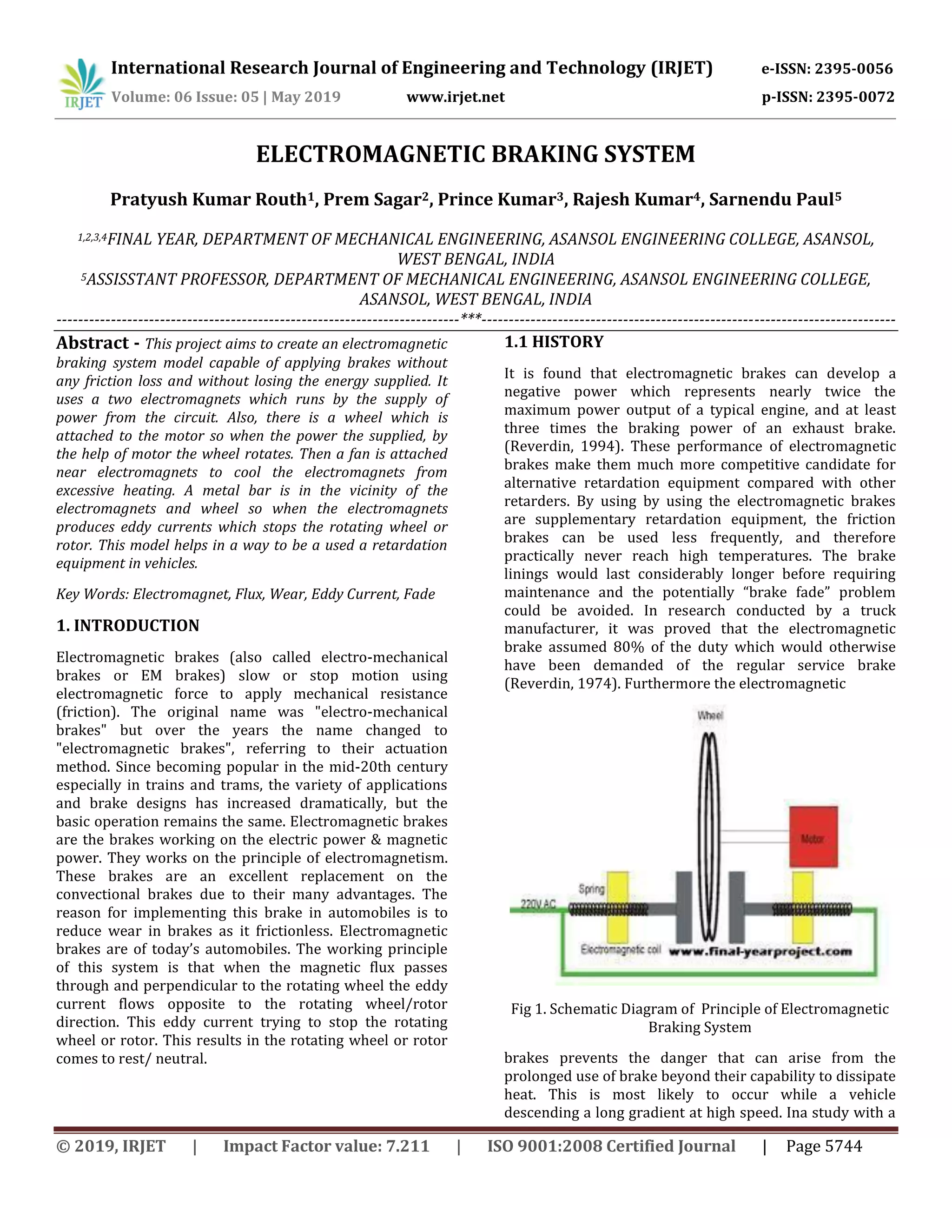 IRJET- Electromagnetic Braking System | PDF
