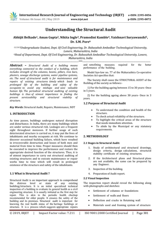 IRJET-Understanding the Structural Audit | PDF