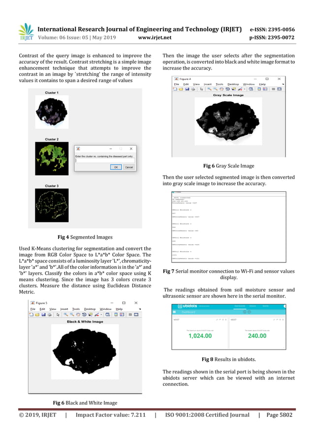 Irjet Automated Irrigation Using Iot And Plant Disease Detection Using Image Processing And