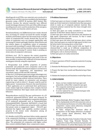 IRJET- Strength Evaluation of Spur Gear Made up of Polymer Composite ...