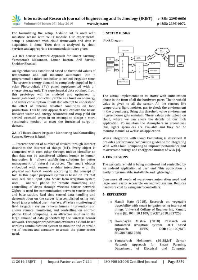 IRJET- IoT based Smart Greenhouse Automation System | PDF