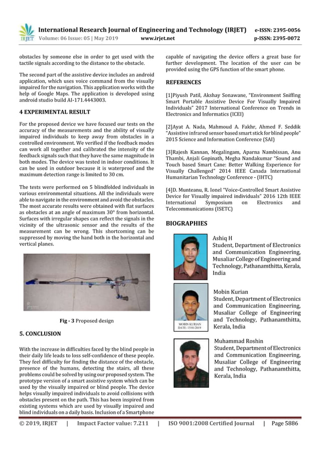 IRJET- Smart Assistive Device for Visually Impaired | PDF