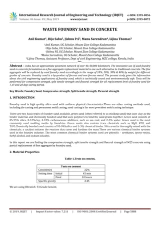 IRJET- Waste Foundry Sand in Concrete | PDF | Civil Engineering ...