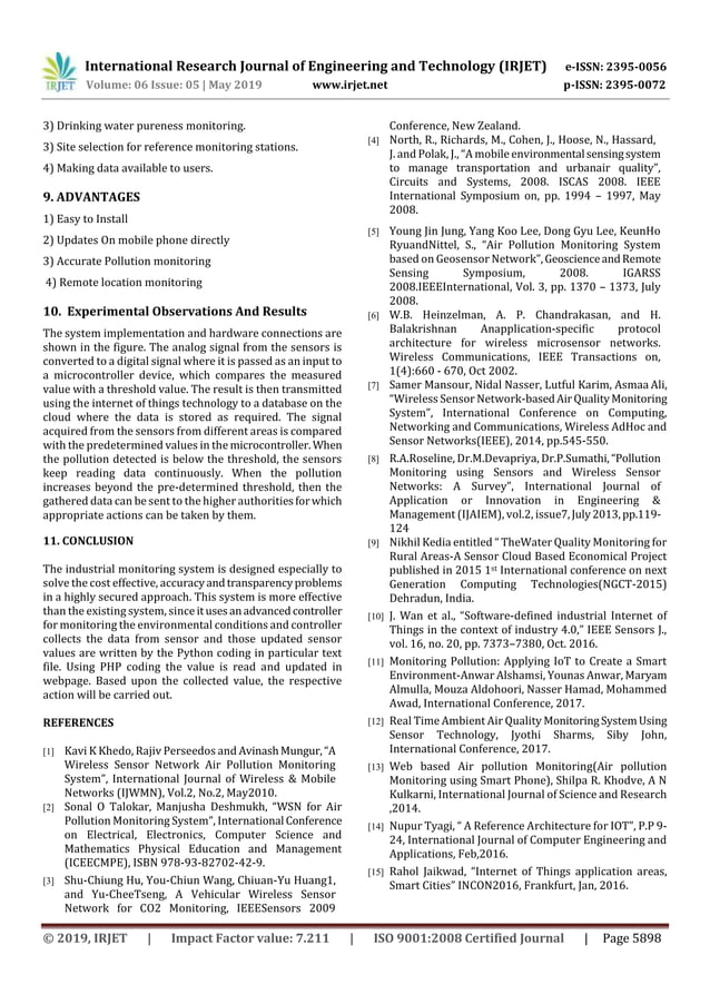 IRJET- IoT based Industrial Pollution Monitoring | PDF