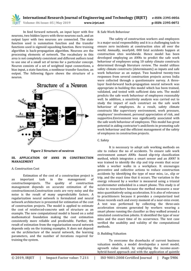IRJET- Use of Artificial Neural Network in Construction Management | PDF