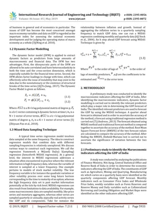 IRJET- GDP Forecast for India using Mixed Data Sampling Technique | PDF