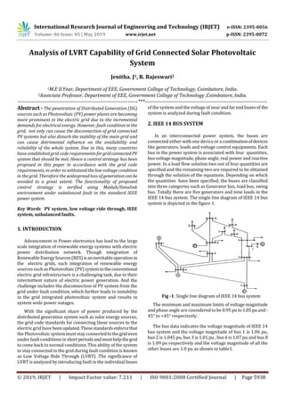 IRJET- Analysis of LVRT Capability of Grid Connected Solar Photovoltaic System | PDF