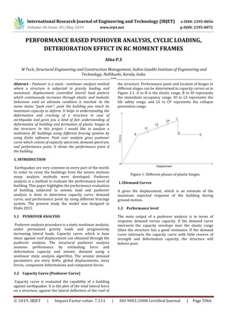 IRJET- Performance based Pushover Analysis, Cyclic Loading , Deterioration Effect in RC Moment ...