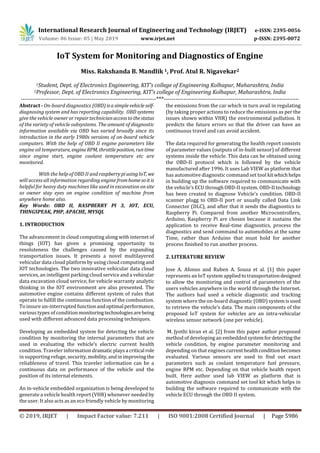 IRJET- IoT System for Monitoring and Diagnostics of Engine | PDF