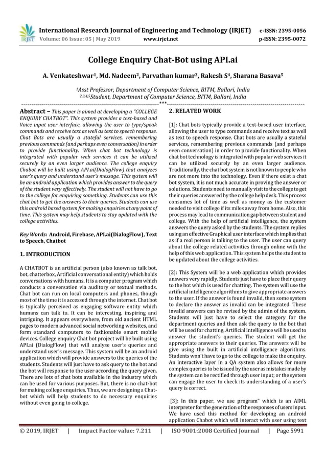 IRJET- College Enquiry Chat-Bot using API.AI